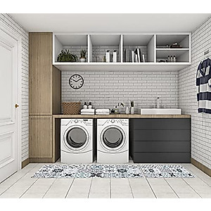 Menoeceus Kitchen Rug Anti Fatigue Mat 2 Piece Kitchen Rugs and Mats Non Skid Washable Kitchen Mat Floor Runner Set PU Foam Rugs Floor Carpet for Sink Laundry Bathroom Waterproof Standing Mat