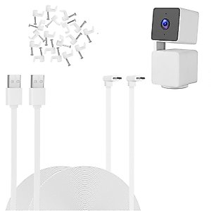 UYODM 2Pack 20FT/6M Micro USB Extension Cable Compatible with WYZE Cam Pan V3, L-Shape 90 Degree Extension Charging Cable Power Your WYZE Cam Pan V3 Continuously - White