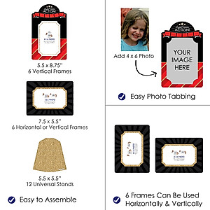 Big Dot of Happiness Red Carpet Hollywood - Movie Night Party 4x6 Picture Display - Paper Photo Frames - Set of 12