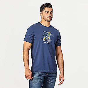 Life is Good Men's Standard Happy Hour Fishing Short Sleeve Tee, Darkest Blue, Large