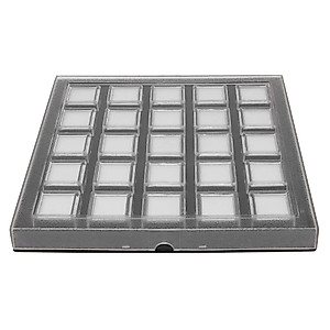 PMC Supplies LLC Plastic Gem Tray w/ 25 25 MM Compartments Storage Container Jewelry Bead Small Gemstone Findings Watch Battery Organizer