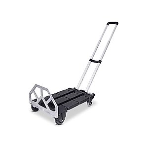 Folding Cart with Wheels, Platform Hand Trucks Shopping Cart, Aluminum Alloy Trolley, Adjustable Height Portable Lightweight Hand Trucks