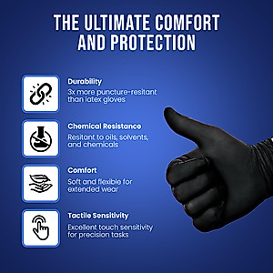 CLEAN SPACE PROJECT Nitrile Gloves - Disposable, Non-Latex and Powder Free, Food Safe Cooking Gloves - Black Gloves for Cleaning, Tattooing, Painting, Detailing & Repair (Medium, Case of 1000)