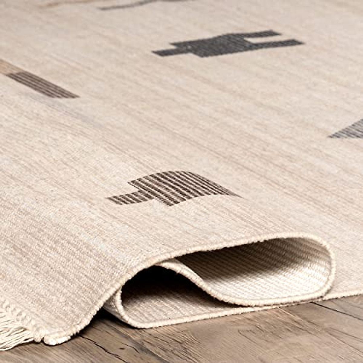 nuLOOM Noémie Tribal Synbols Tasseled Area Rug, 8' x 10', Ivory