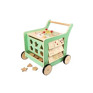 Small Foot Wooden Toys Premium Pastel Wooden Baby Walker and playcenter Move it! Designed for Toddlers 12+ Months, Multi (10947)