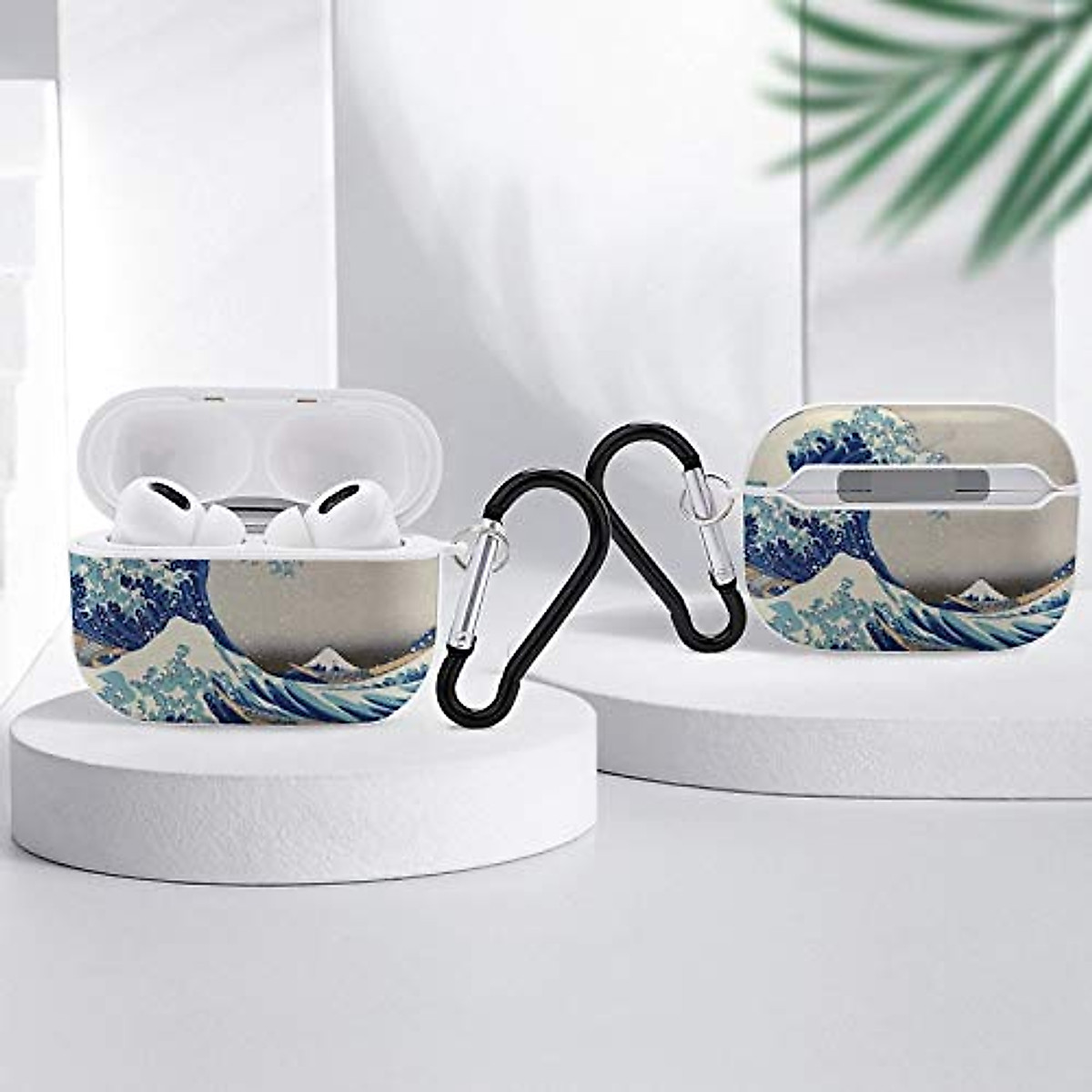 Escanor Great Wave Off Kanagawa Compatible with AirPods Pro Case Cover Shockproof Protective Soft TPU Full Printed Headphone Cases for Girls Boys Women Men with Keychain, One Size