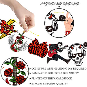 Rock and Roll Birthday Banner 3Pcs One Rocks Party Banners Rock Music Birthday Party Decoration Rock Party Hanging Cutout Banners for Rock and Roll Baby Shower Supplies