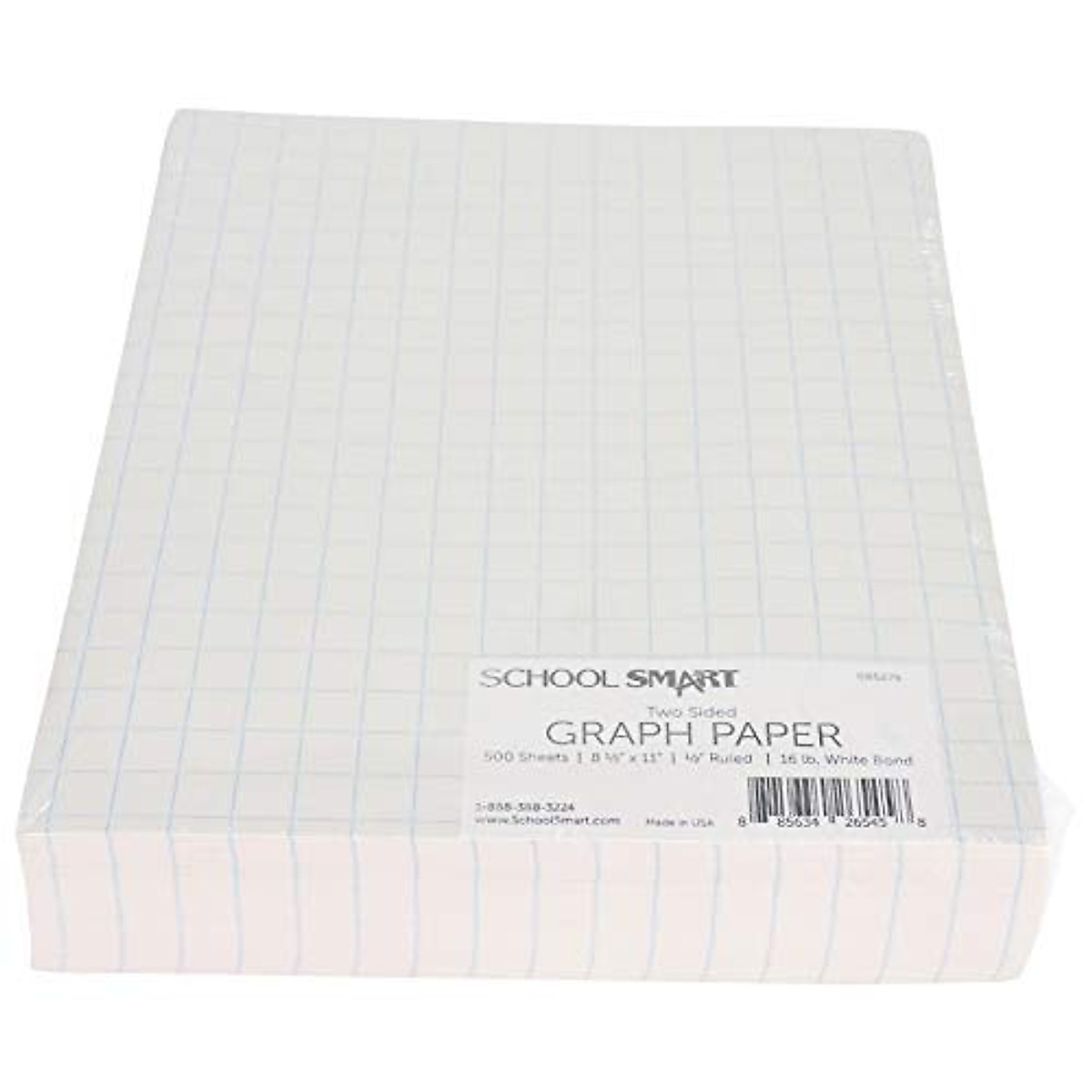 School Smart Double Sided Graph Paper, 8-1/2 x 11 Inches, 1/2 Inch Rule, White, Pack of 500 - 085279