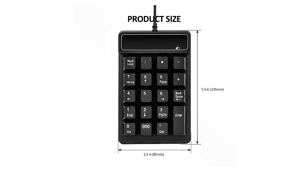 Kadaon USB Number Pad 19 Keys - Waterproof & Silent Numeric Keypad