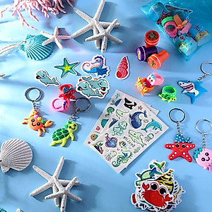 Capoda Under the Sea Party Favors Ocean Sea Animals Themed Party Dcorations Supplies, Bracelet Tattoo Sticker Stampers Keychain Ocean Goodie Bag Fillers for Birthday Rewards Gift(144 Pcs)
