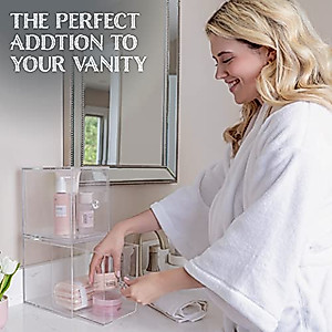 Clear Drawer Organizers - Acrylic, Durable, Stackable, Pull-Out Drawer. Great for Medicine, Cosmetics, Makeup and Bathroom Organization. (4.5" High | 2-PACK)