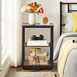 VECELO Tall End Side Table,30" Height Nightstand with 3-Tier Storage Shelf for Living Room Bedroom Office Hallway Study