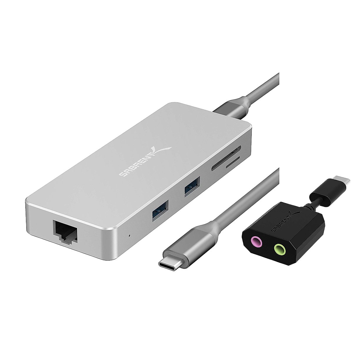 Sabrent 9 in 1 USB C HUB for Windows & Mac + USB Type-C External Stereo Sound Adapter