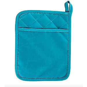 Jalpa Turquoise Pot Holders, Neoprene Oven Pot Holder with Pocket 8"x8.5" Dual-Function Hot Pad Set for Finger Hand Wrist Protection Heat Resistant - Pack of 6 (six)