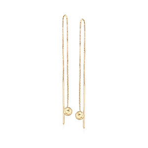 Ross-Simons 14kt Yellow Gold Ball Drop Threader Earrings
