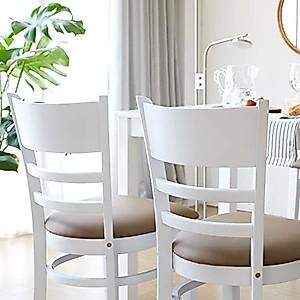 Livinia 4 Piece Cabin Wooden Dining Room Table Set with 2 Ladder Back Chairs and Bench (White)