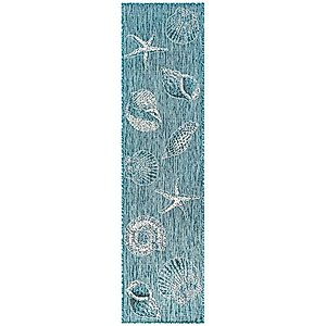 Liora Manne Shells Aqua Indoor Outdoor Area Rug, 1'11" x 7'6"
