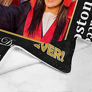 Artsadd Custom Graduation Blanket Blanket with Photos Text-Personalized Graduation Gifts 2023-Black Funny Photo Blanket Summer Blanket for College High School Graduation Gifts-50 x60 Inch
