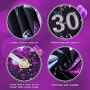 Purple 30th Birthday Decorations for Women, Black Purple Silver Happy 30th Birthday Yard Banner Purple 30th Birthday Yard Sign for 30th Birthday Anniversary Party Supplies Indoor Outdoor Decor