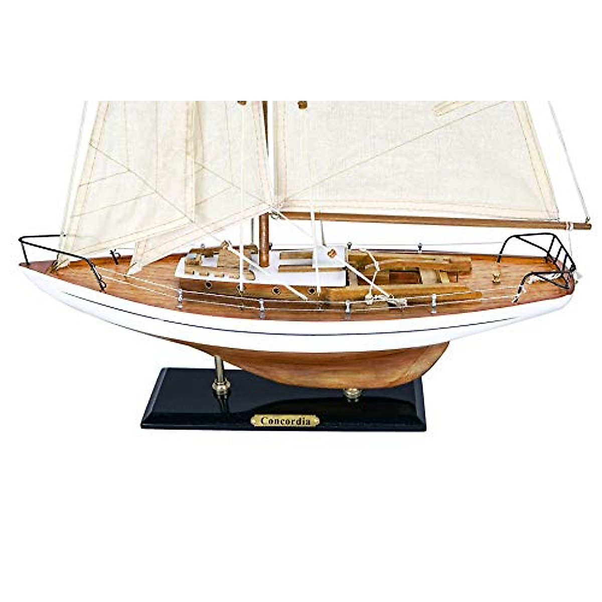 SAILINGSTORY Wooden Sailboat Model Decor Boat Model Ship Sailboat Decor Yacht Model Concordia Antique Finish Ivory
