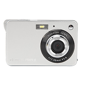 Compact Camera, 2.7 Inch TFT Screen Automatic Light Sensitization Digital Camera Silver 48MP for Vlogging