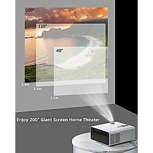 Projector,Native 1080P HD Projector,200" Display & 25% Zoom, Video Projector Compatible with TV Stick/PC/USB/Smartphone,Mini Portable Projector for Home Cinema& Outdoor Movie