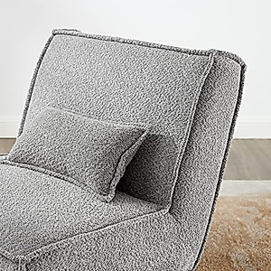 Volans Modular Sectional Sofa Teddy Fabric Sofa, Convertible Sofa Bed with Curved Wooden Legs, Composable Single Seat Sofa Chair with Pillows, Small Sofa for Living Room, Loft, Office, 2 PCS, Gray