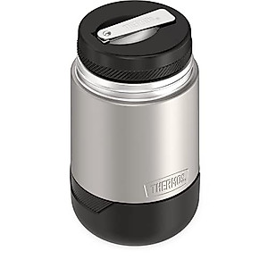 ALTA SERIES BY THERMOS Stainless Steel Food Jar 18 Ounce, Matte Steel/Espresso Black
