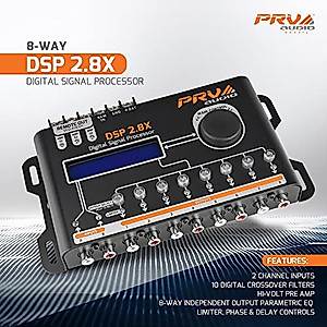 PRV AUDIO DSP 2.8X Car Audio Crossover and Equalizer 8 Channel Full Digital Signal Processor DSP with Sequencer