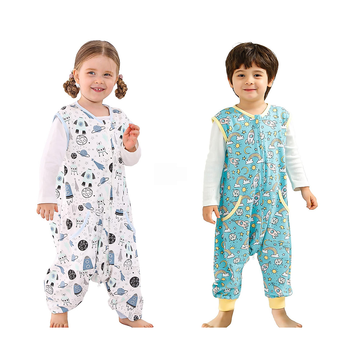 WONDAY Toddler Sleep Sack 2 Pack, Sleep Sack 2t-3t, Sleep Sack Baby Wearable Blanket, Toddler Baby Sleep Sacks with Feet, Sleeveless Toddler Sleeping Sack