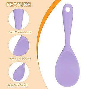 uxcell 2 Pack Rice Paddle, Silicone Rice Spoon Non Stick Rice Spatula Heat Resistant Rice Cooker Spoon, Purple