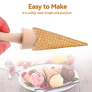 2PCS Pizzelle Roller, Ice Cream Cone Mold Cone Roller for DIY Pastry Dessert Cooking Kitchen Tool Decorating Baking Accessory Wooden