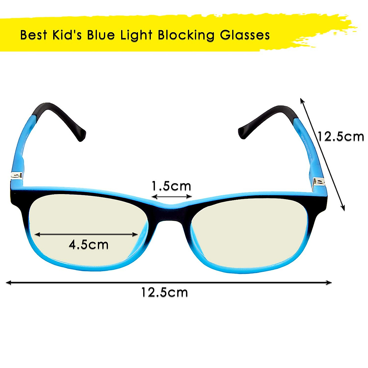 Optix 55 Kids Blue Light Blocking Glasses - Anti Eyestrain - Computer Video Gaming Eyeglasses for Boys & Girls - Bendable & Unbreakable Flexible Blue Square Frame Eye Glasses (Blue)