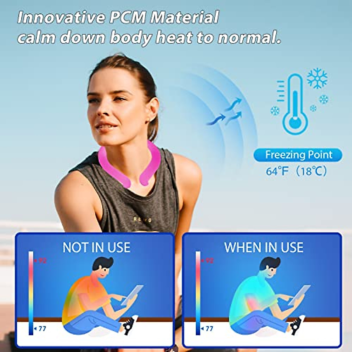 Maginno Neck Cooler, Wearable Cooling Tube Cool Neck Wraps for Extremely Hot Weather & Summer Heat, Hands Free Cold Ice Pack Gel for Outdoor Workers, Sports, Relief for Hot Flashes or Fever (Pink)