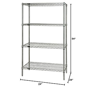Quantum Storage Systems WR54-2436C Starter Kit for 54" High 4-Tier Wire Shelving Unit, Chrome Finish, 24" Width x 36" Length x 54" Height