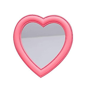 BinaryABC Heart Makeup Mirror Cosmetic Mirror Wall Desktop Mirror Bedroom Mirror,Valentines Day Gift(Pink)