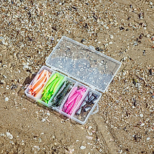 Goture Fishing Soft Plastic Lures Kit Jig Head Hooks Crappie Lures Trout Bass Fishing Worm Lures Crappie Jigs Fishing Lures Set with Tackl Box for Freshwater Saltwater Fishing