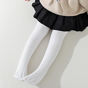 JORMATT 3 Pack Baby Tight for Girls Seamless Soft Thick Cotton Cable Knit Leggings Stockings Newborn Infant Toddler Tights Pantyhose 2-4 Years