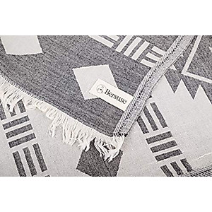 Bersuse 100% Cotton Belize XL Throw Blanket Turkish Towel - 75x90 Inches, Black