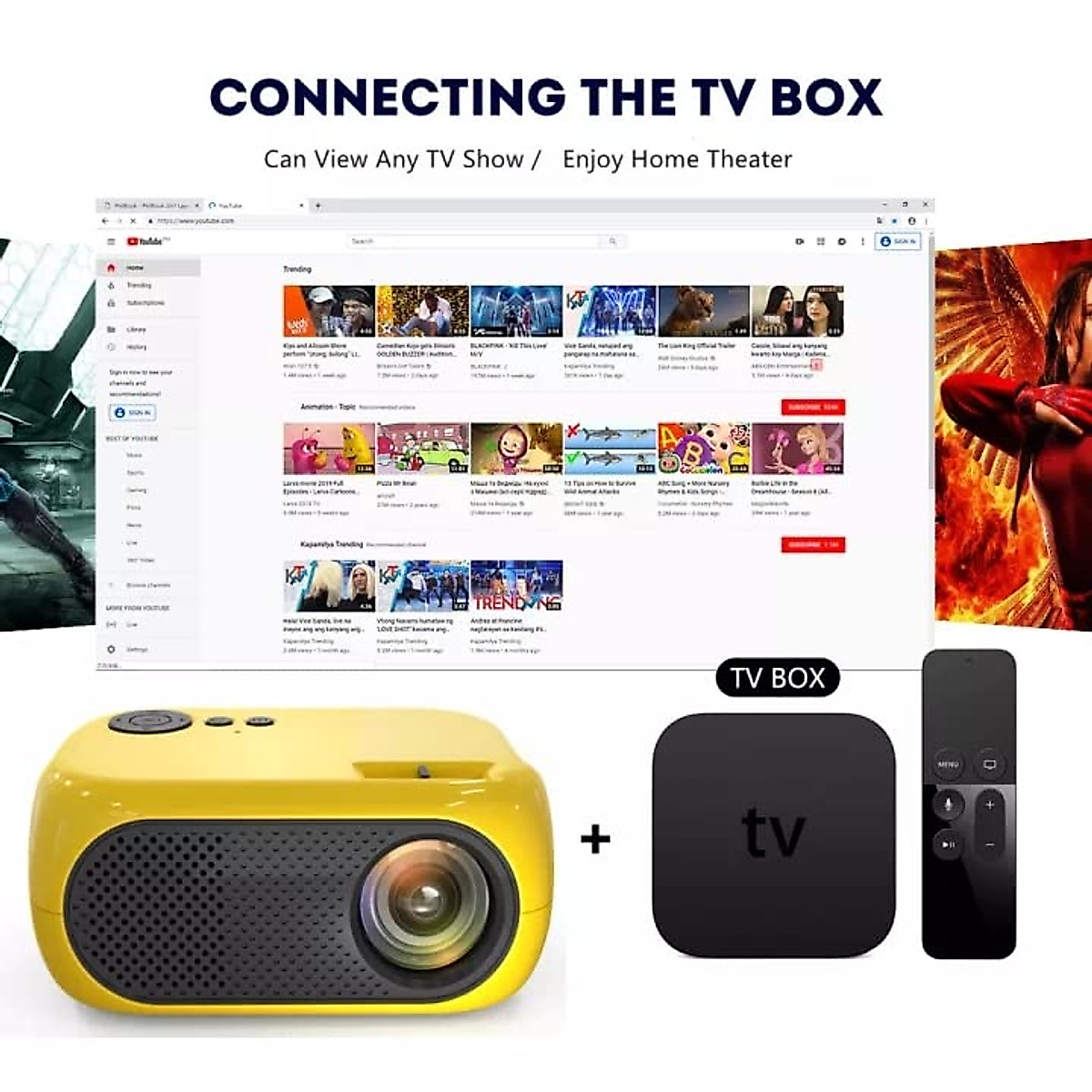 Mini Portable Projector, 30,000H Small Movie Projector for Outdoor Home Theater Use with Remote Control, Compatible with Full HD 1080P HDMI, VGA, USB, AV, Laptop, Smartphone