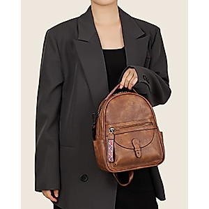 FADEON Mini Backpack Purse for Women, Designer Leather Cute Roomly Small Backpacks, Ladies Shoulder Backpack Fashion Handbag