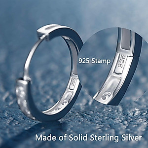 Carleen Created Diamond Hoop Earrings 925 Sterling Silver Channel Setting Round White Cubic Zirconia Huggie Birthday Gifts for Women Diameter 18mm / 0.71"