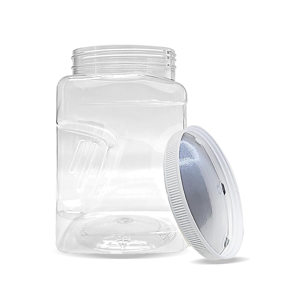 ljdeals 64 oz 1/2 Gallon Clear Empty Storage Containers with Lids, Square Plastic Canisters, Large Jars with Lids, BPA Free Plastic Jar, Wide Mouth Jar with Easy Grip Handles, Pack of 3, Made in USA