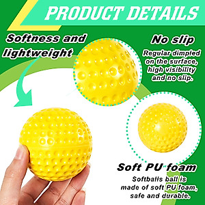 24 Pcs Yellow Dimpled Baseball 9 Inch Pitching Machine Baseball Practice Foam Sport Baseball Pitching Machine Game Ball Baseball for Indoor Outdoor Pitching Machine Practice, 2 Dozen