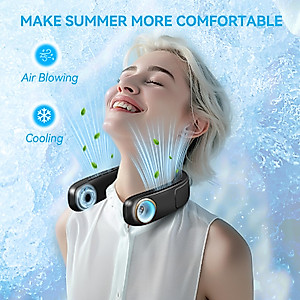 UOFON Neck Air Conditioner Portable Neck Fan Rechargeable Bladeless Neck Fans that Blow Cold Air Portable Personal Cooler with Cooling Plate Wearable Personal Fan for Travel Gifts for Women Men