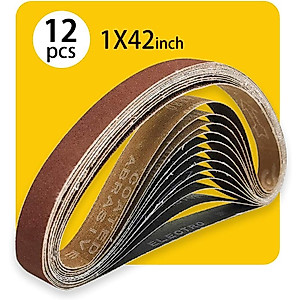 1x 42 Inch 80 Grit Sanding Belt | Premium Aluminum Oxide Sanding Belt | Premium Sander Sandpaper – 12 Pack