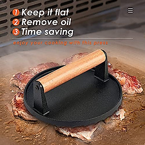 HaSteeL 12In Cheese Melting Dome & 7In Cast Iron Grill Press, Stainless Steel Basting Cover with Heavy Duty Burger Bacon Press, Griddle Accessories for Teppanyaki Flat Top Stovetop Indoor & Outdoor