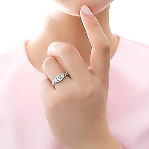 BERRICLE Sterling Silver 3-Stone Wedding Engagement Rings Round Cubic Zirconia CZ Woven Promise Ring for Women, Rhodium Plated Size 10