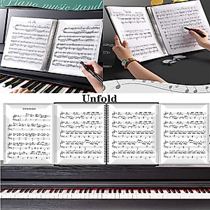 RAUYIVANY Music Folder, Sheet Music Folder, Office Folder, writable, Spiral Binding, A4 Size 40 Pockets, Also Used for Writing, Drawing and modifying and Storing Files (Black)