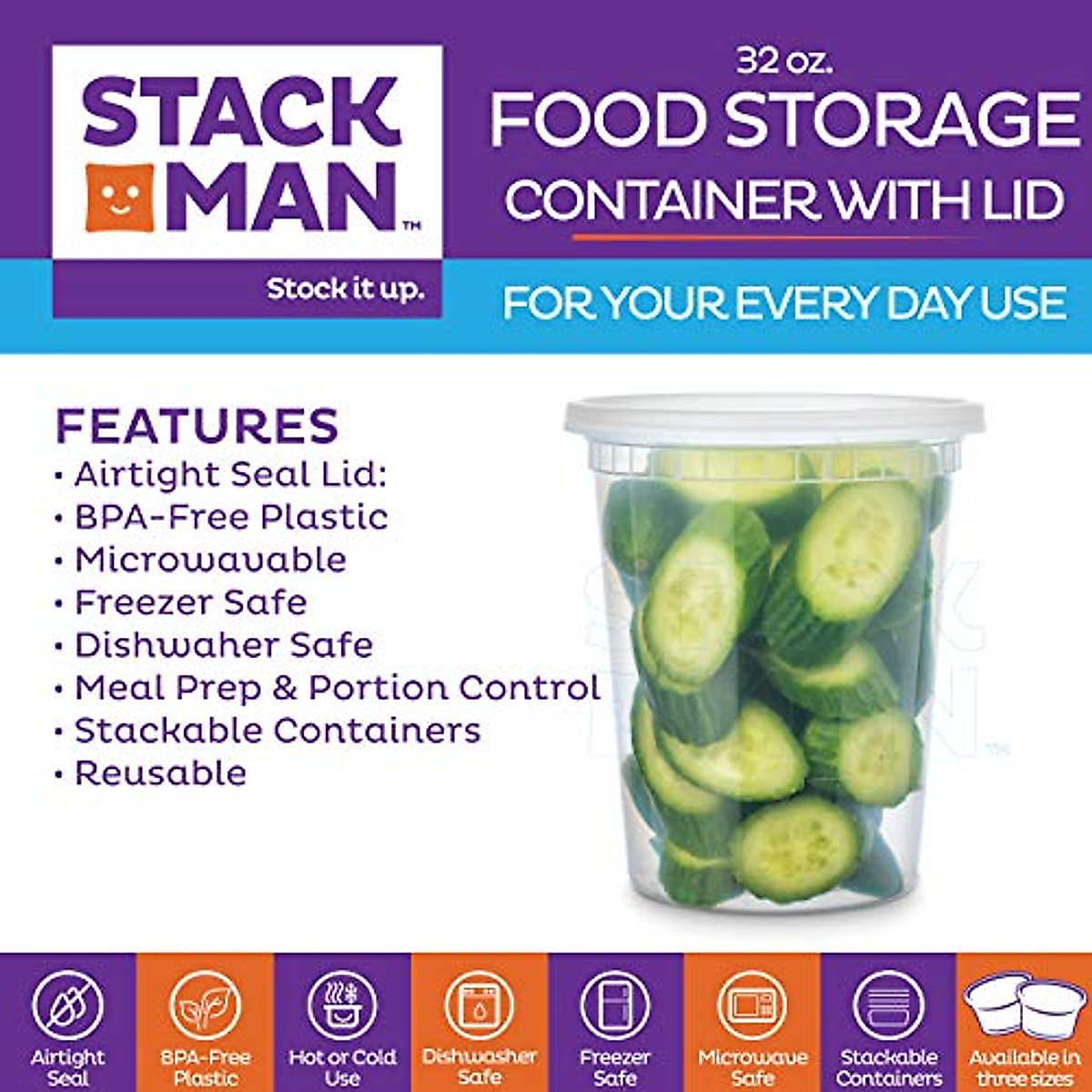 [48 Sets -32 oz.] Plastic Deli Food Storage Containers with Airtight Lids - Soup Containers with Lids